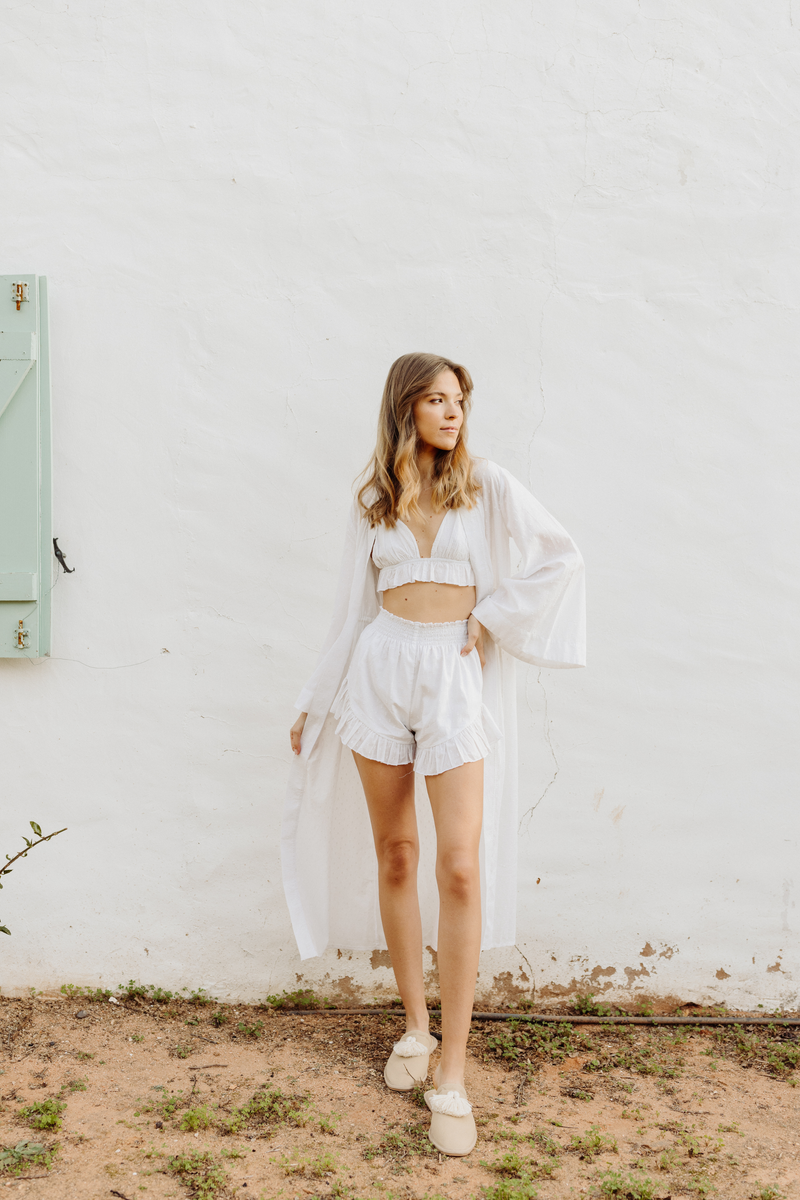 Diana high Waist Frill Shorts - White – Meeka_co