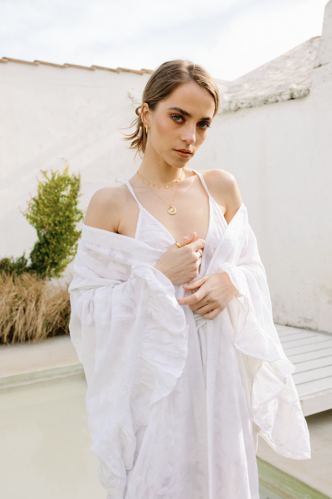 Isabella Frill Wrap Over Bridal Robe - Coconut Cream – Meeka_co